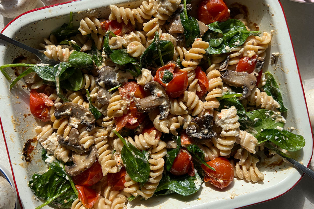 Easy One Tray Baked Mushroom Feta Pasta Australian Mushrooms Easy One Tray Baked Mushroom Feta Pasta Australian Mushrooms